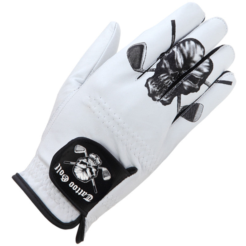 White Cabretta Leather Tattoo Men s Golf Glove For Left Handed Golfers Fairways 2 Bunkers
